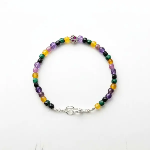 MHART Rainbow Gemstone Bracelet In Sterling - Silver