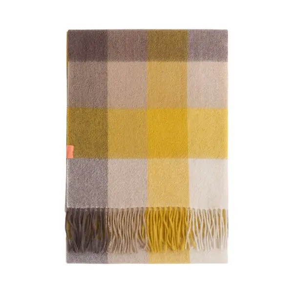 LOST PATTERN Plaid" Cashmere Scarf Yellow - Orange