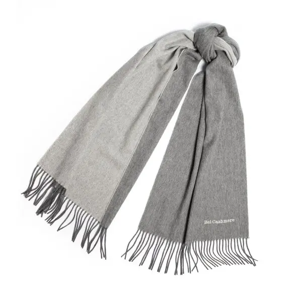 BEL CASHMERE Double Face Cashmere Scarf And Cream - Grey