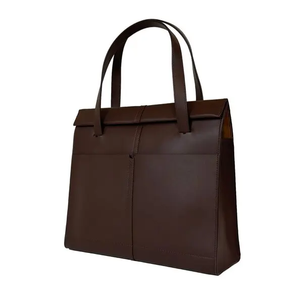 GODI. The Roon Top Handle Leather Bag In Coffee - Brown