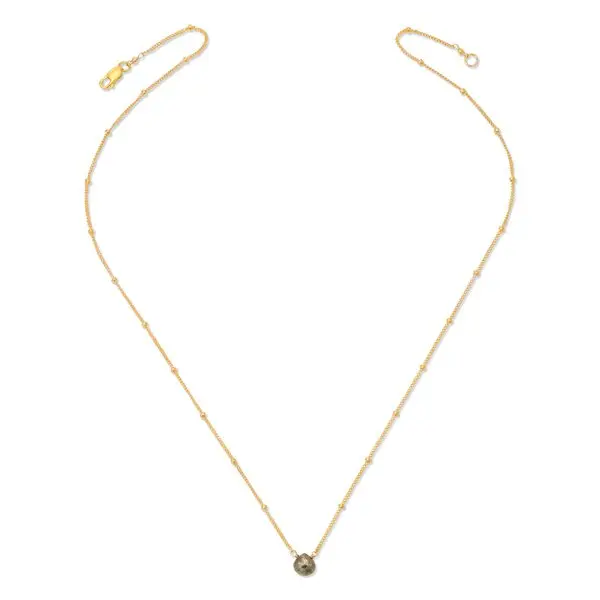 HEATHER HAWKINS Satellite Tiny Gemstone Necklace Filled Pyrite - Gold