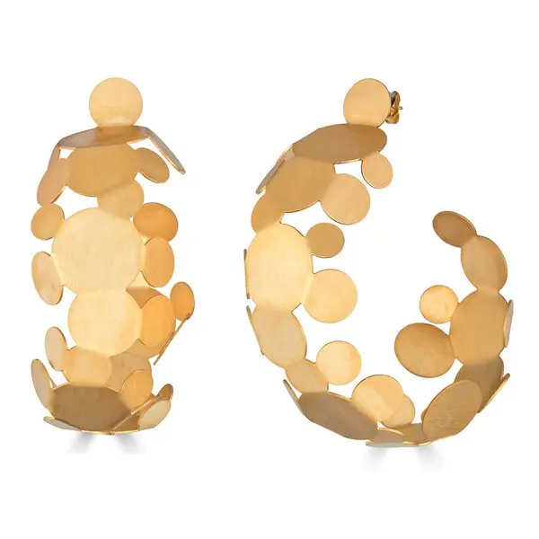 Y.HAN DESIGN Brushed Folded Hoop Earrings - Gold