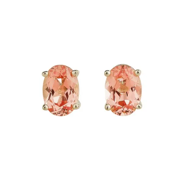 JUVETTI  Orange / White Ovo Oval Padparadscha Sapphire Stud Earrings In White Gold - Orange/white