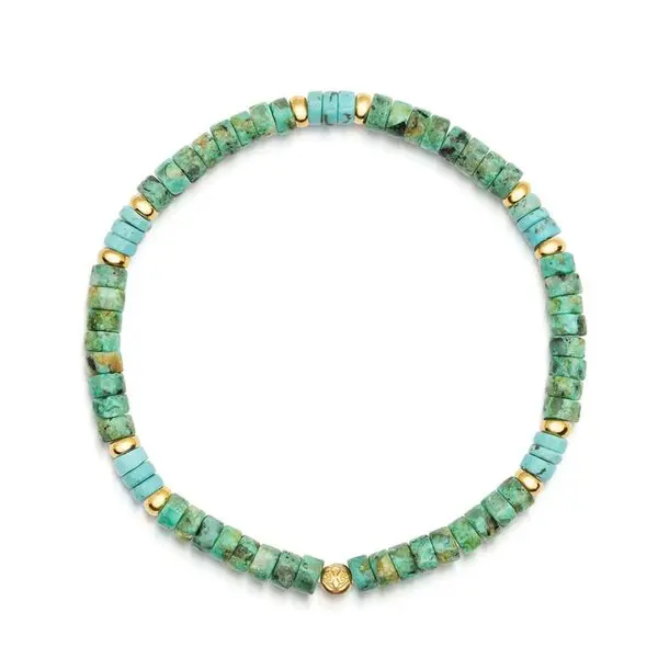 NIALAYA JEWELRY Wristband With Turquoise And African Turquoise Heishi Beads - Blue
