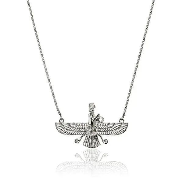 KAIZARIN Angel Anunaki Necklace In 18 Carat White Gold & Diamonds - Silver