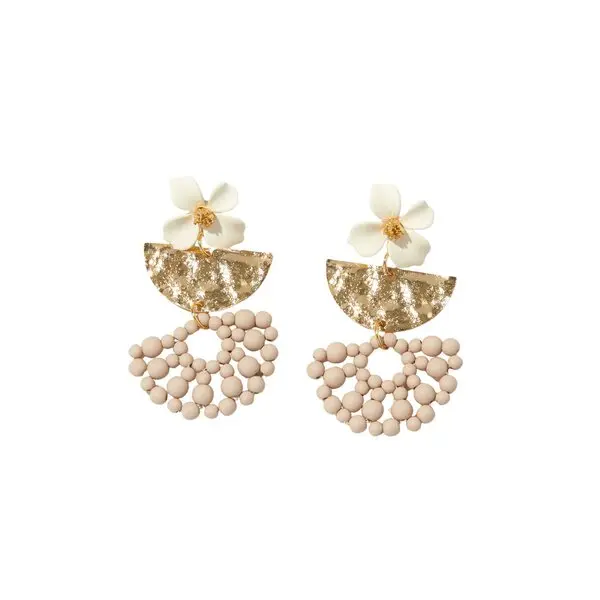 SAHARAS ESSENTIALS Neutrals Flower Earrings - Beige