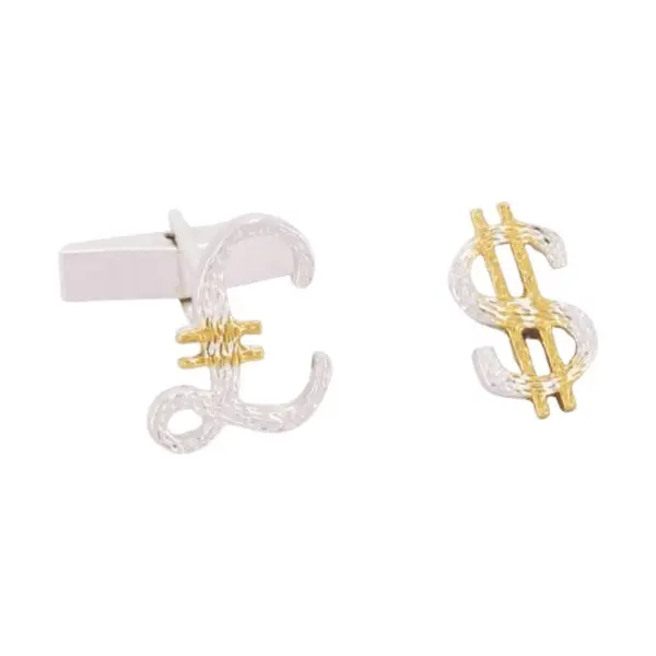 SIMON KEMP JEWELLERS Pound Sterling And Dollar Cufflinks Eighteen Carat On Sterling Silver - Gold