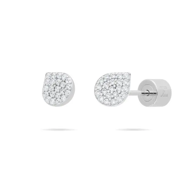 MEULIEN Waterdrop Bud Stud Earrings With Pave Cz - Silver