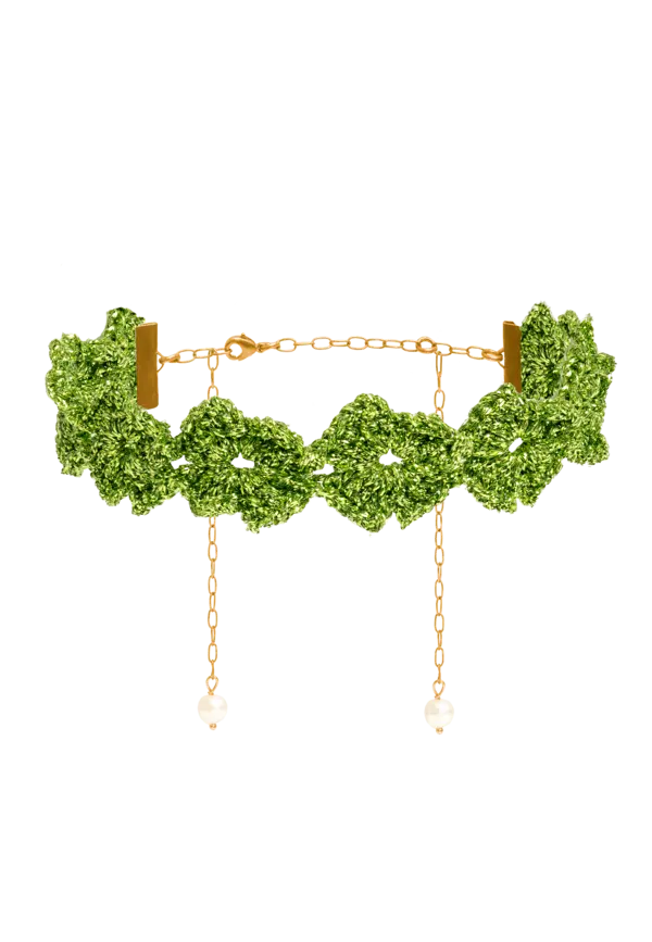 LAVANI JEWELS Gertrudis Clover Choker - Green