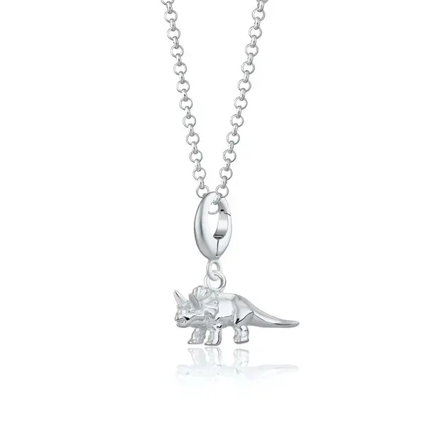 LILY CHARMED Sterling Triceratops Dinosaur Charm Necklace - Silver
