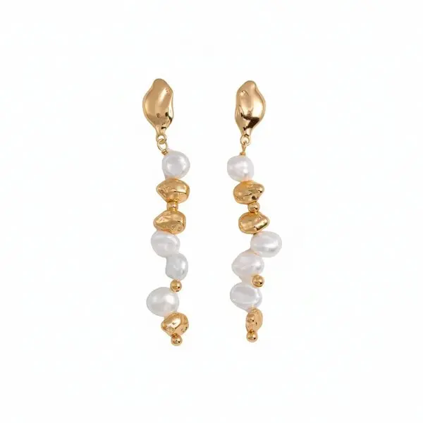 ANGEL BAROCCO Vermeil Baroque Pearl Drop Earrings - Gold