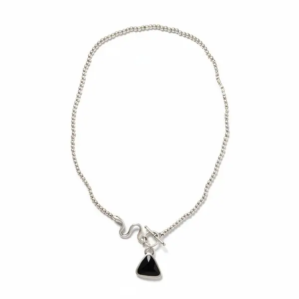 BY VIRGO Silver / Black Onyxa Necklace - Silver/black