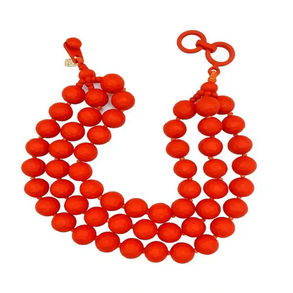 MICHAEL NASH JEWELRY Georgiana Faceted Three Strand Resin Necklace - Orange