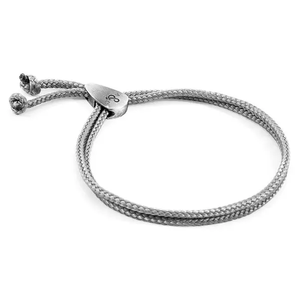 ANCHOR & CREW Grey / Silver Classic Grey Pembroke Silver & Rope Bracelet - Grey/silver