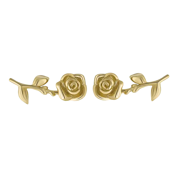 LA KAISER Solid 14kt Gold Forever Rose Studs - Yellow