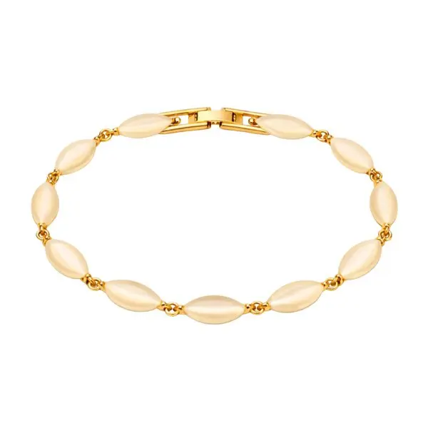 UCHI & SOTO Neutrals / Nekomeishi Cream Cats Eye Bracelet - Gold