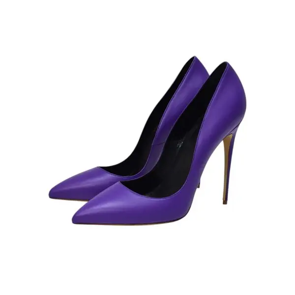 AETHRA SHOES Aesi Leather Pointed Toe Stiletto Pumps - Purple
