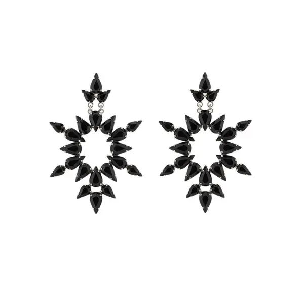 ISKRA Silver / Black Crystal Dew Earrings Silver & Black - Silver/black