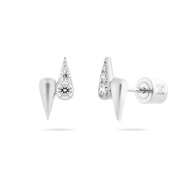 MEULIEN Double Waterdrop Stud Earrings - Silver