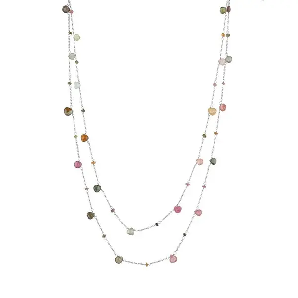 SPERO LONDON Sterling Fine Tourmaline Double Layer Necklace - Silver