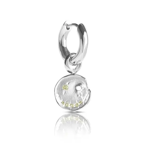 KASUN LONDON Smile Hoop Earrings – August – Peridot - Silver