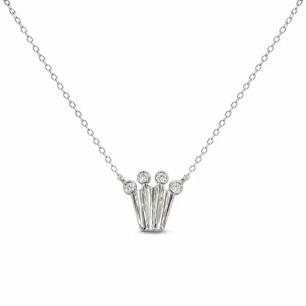 PEARL CODE Crown Pendant Necklace With Diamonds - Silver
