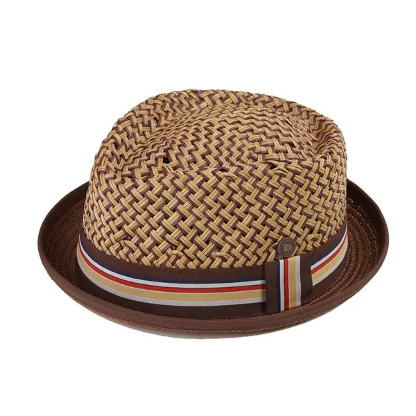 DASMARCA HATS Dasmarca Max Summer Diamond Crown Lightweight Breathable Straw Porkpie Hat - Brown