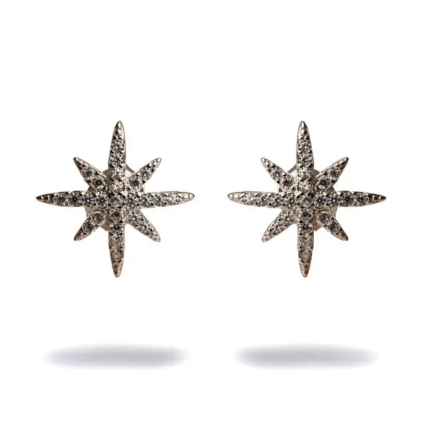 EBRU JEWELRY Guidance North Star Sterling & Diamond Stud Earrings - Silver