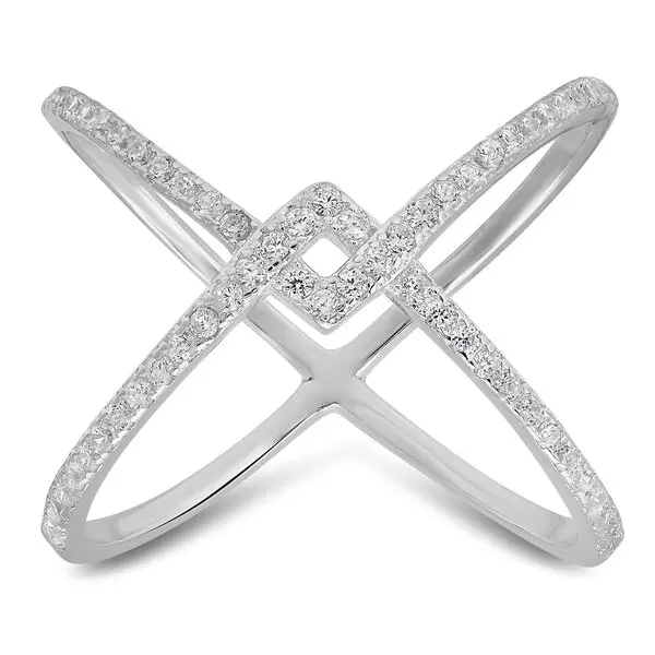 KYLIE HARPER Sterling Zig-zag Crossover Diamond Cz Ring - Silver