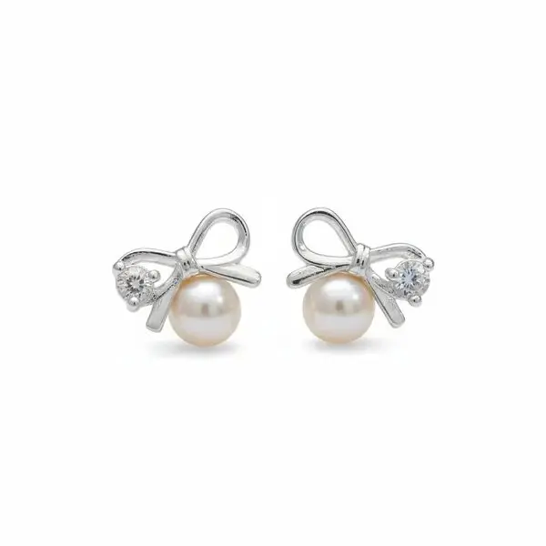 ANGEL BAROCCO Sterling Bow Freshwater Pearl Earrings - Silver