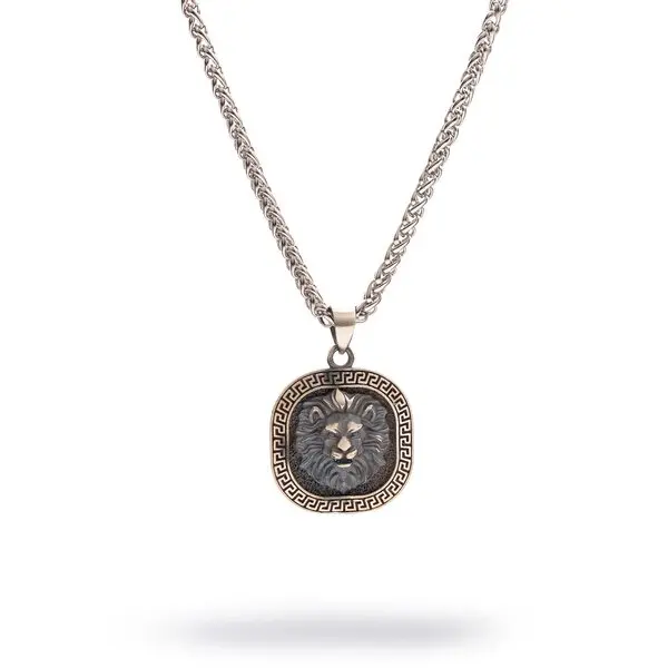 EBRU JEWELRY Regal Lion Medallion ’s Sterling Necklace - Silver