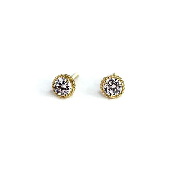 VICSTONENYC FINE JEWELRY Antique Lab Diamond Stud Yellow Earrings - Gold