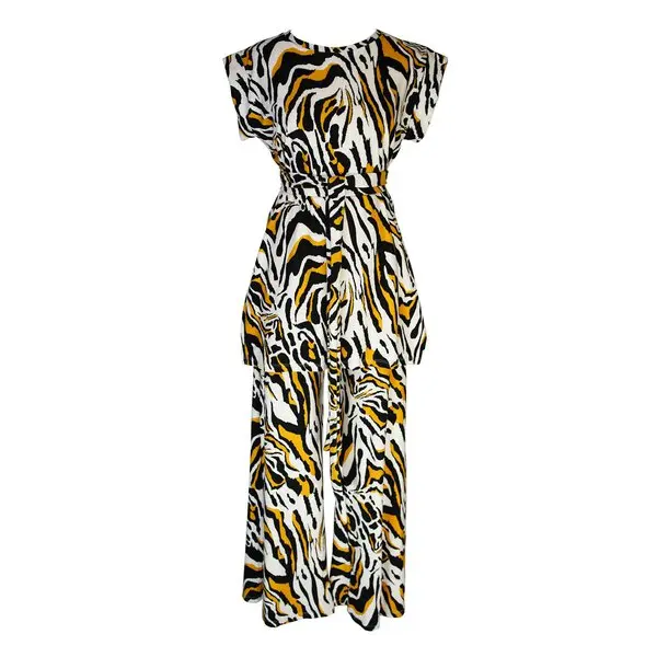 JENNAFER GRACE Saffron Zebra Tunic & Palazzo Set - Orange