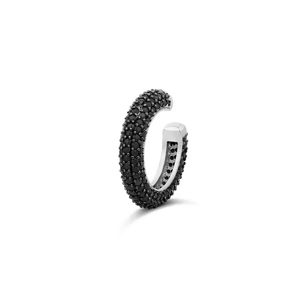 SHYMI Black / Silver Pave Ear Cuff Black - Black/silver