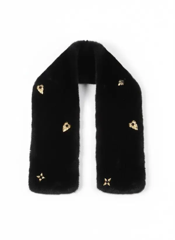 ADIBA Noir Forest Hand Beaded Shawl Scarf - Black