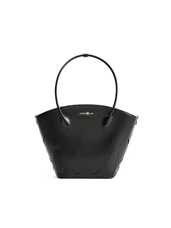 ORANGE CUBE Large Quilted Impressions Wavy Tote Bag