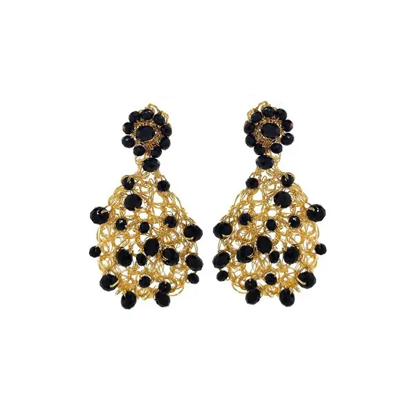 LAVISH BY TRICIA MILANEZE Gold Aurora Handmade Earrings - Black