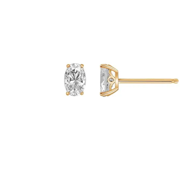 KIERA Lab-grown Diamond Two Carats Oval Solitaire Stud Earrings - Yellow