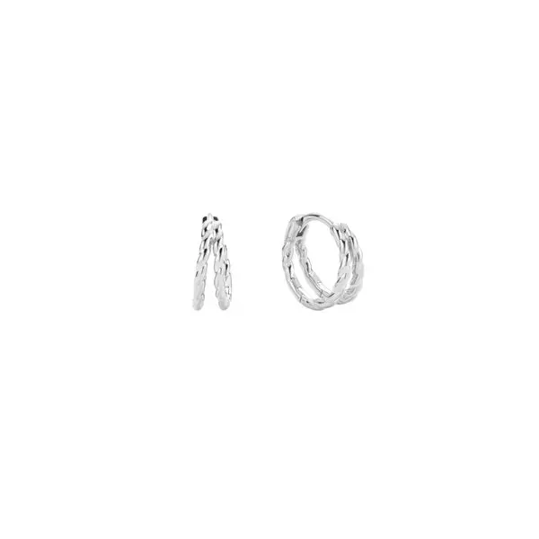 VANCHI Mae Twist Double Huggie Earrings - Silver