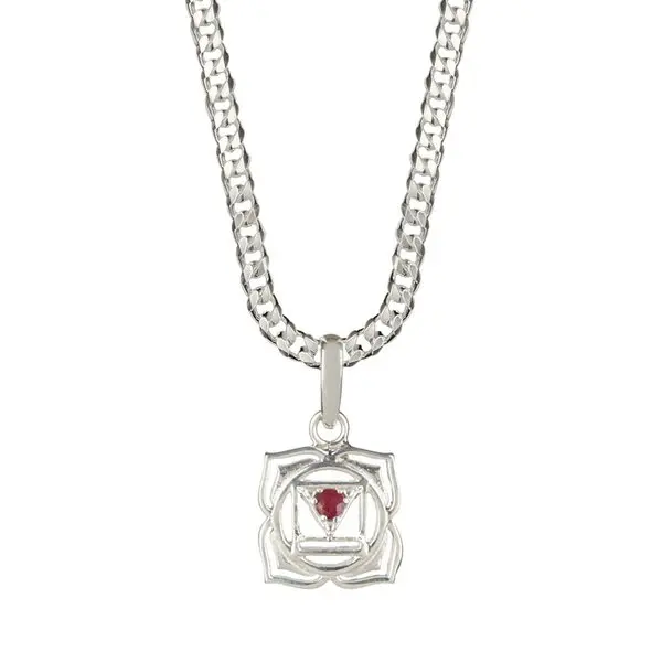 CHARLOTTE'S WEB JEWELLERY Silver / Red Root Chakra Silver Necklace Ruby - Silver/red