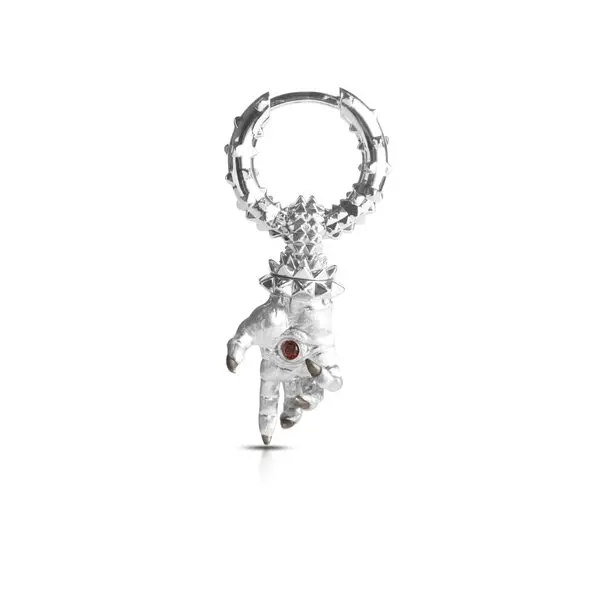 KASUN LONDON Hand Of The Protector Earrings January Garnet - Silver