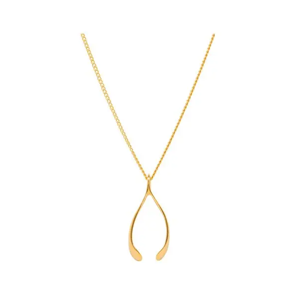 KATIE MULLALLY Small Yellow Plated Wishbone Necklace - Gold