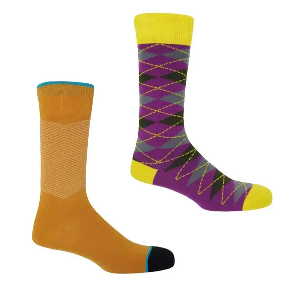 PEPER HAROW - MADE IN ENGLAND Argyle Sunshine & Chevron Amber Socks Bundle - Yellow