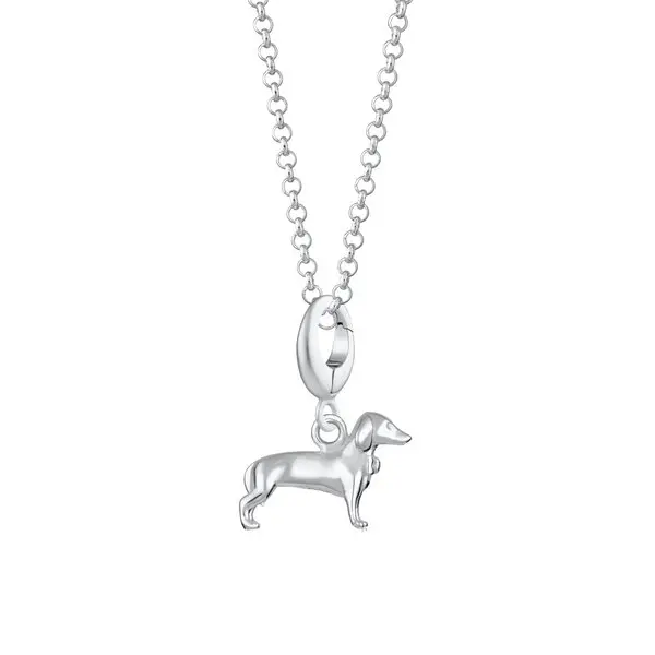 LILY CHARMED Sterling Sausage Dog Charm Necklace - Silver