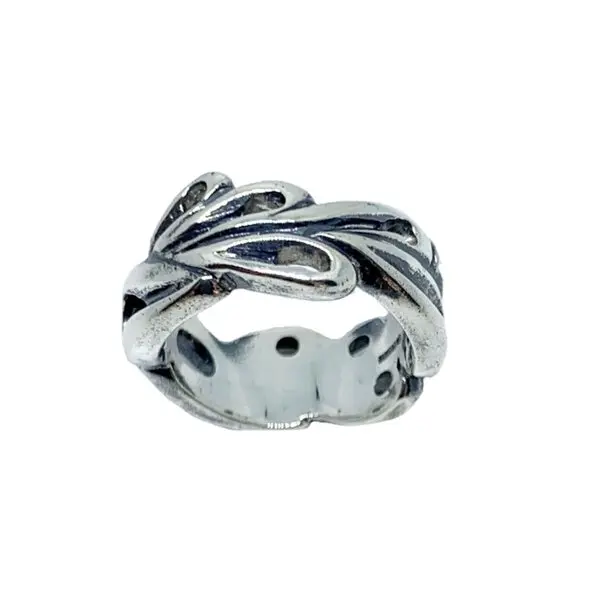 TG-JEWELLERY BY TAMARA GERVASIO Silver / Black Le Foglie The Leaves Silver Chunky Band Ring - Silver/black