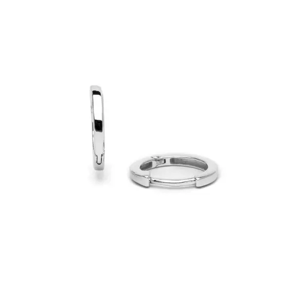 KAIZARIN Silver / White White Gold Hoop Huggie Single Earring - Silver/white