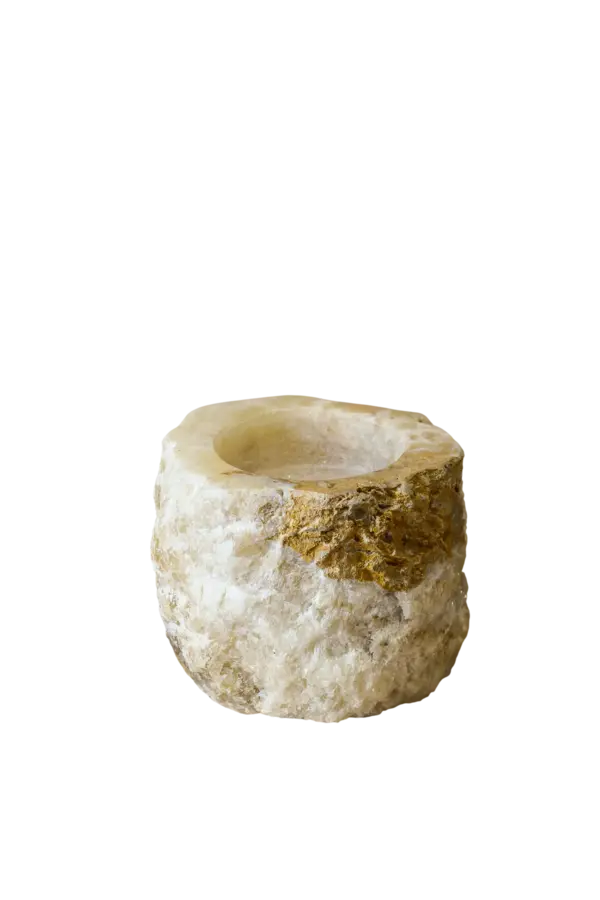 Botanical Boys Neutrals Rough Cut Onyx Candleholder Xl Fourteen Five - Black