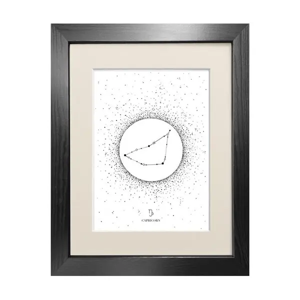 EMILY CARTER Capricorn Star Sign' Fine Art Print A4 - Black