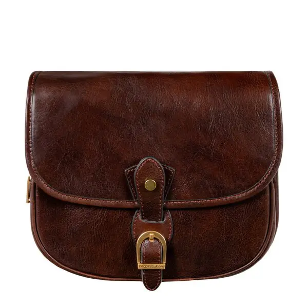 TIME RESISTANCE Leather Cross Body Bag In In Love - Brown
