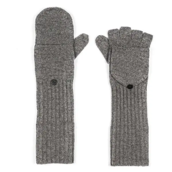BEL CASHMERE Long Cashmere Mittens - Grey